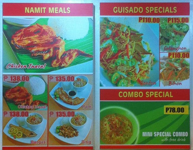 Menu at Ted's Oldtimer Lapaz Batchoy restaurant, Quezon City, 1100 ...