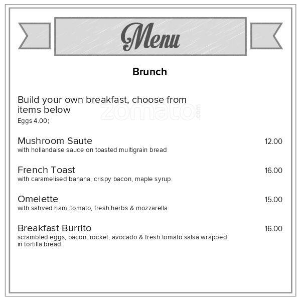 Menu at Fox on the Quay restaurant, Napier