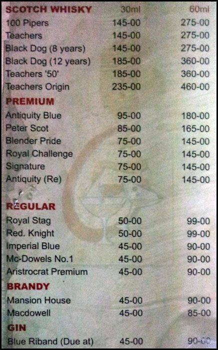 Menu at Golden Deer Bar & Restaurant, Hyderabad, 2nd Floor