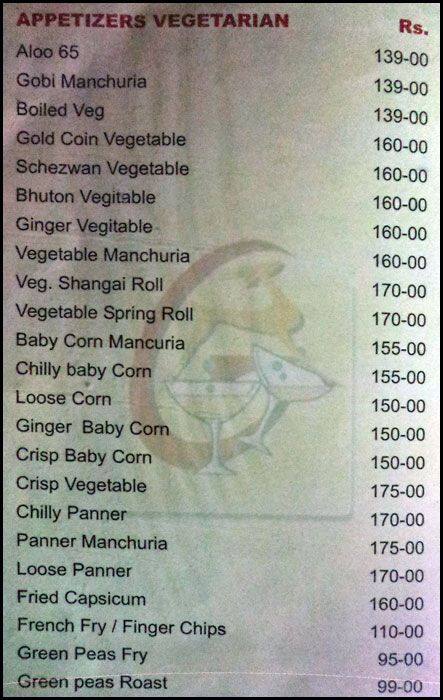 Menu at Golden Deer Bar & Restaurant, Hyderabad, 2nd Floor