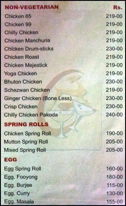 Menu at Golden Deer Bar & Restaurant, Hyderabad, 2nd Floor