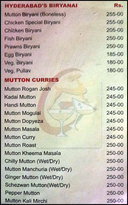 Menu at Golden Deer Bar & Restaurant, Hyderabad, 2nd Floor