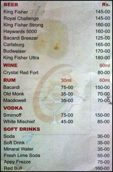 Menu at Golden Deer Bar & Restaurant, Hyderabad, 2nd Floor