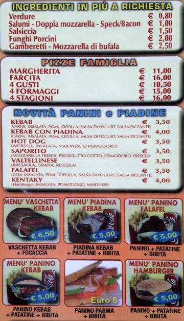 Menu at Pizzeria La Corte 2, Milan