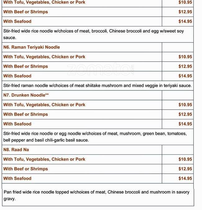 Carta del restaurante Imm Thai Street Food, Berkeley