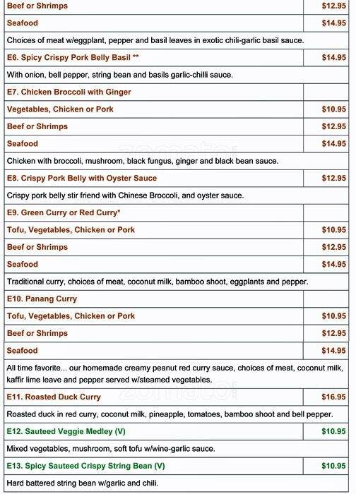 Carta del restaurante Imm Thai Street Food, Berkeley