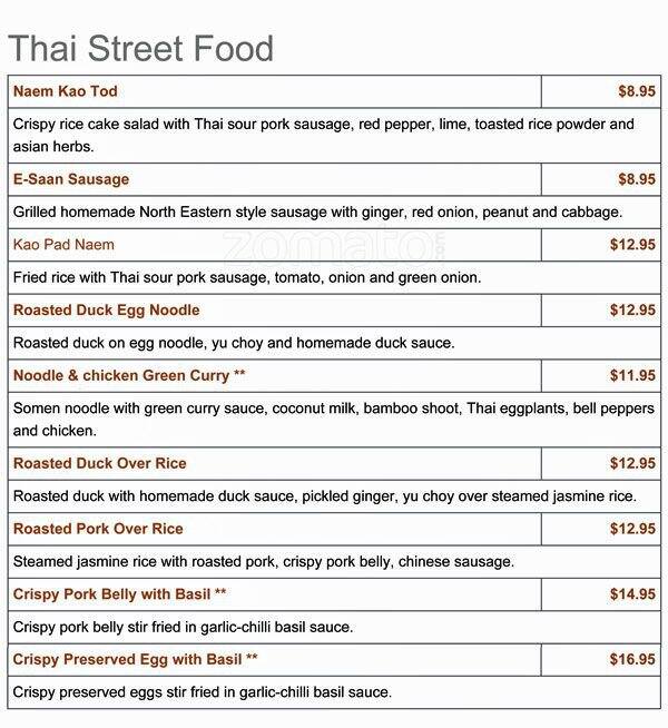 Carta del restaurante Imm Thai Street Food, Berkeley