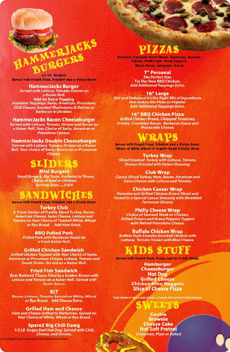 Menu at SpareZ pub & bar, Davie