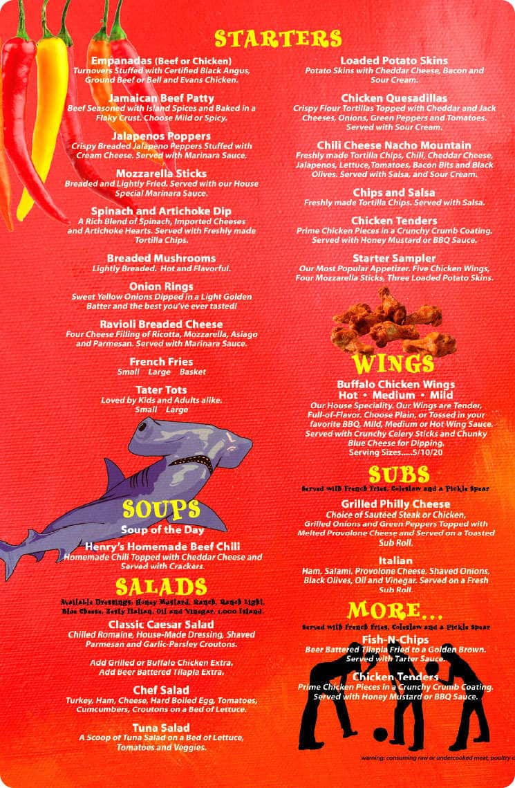Menu at SpareZ pub & bar, Davie