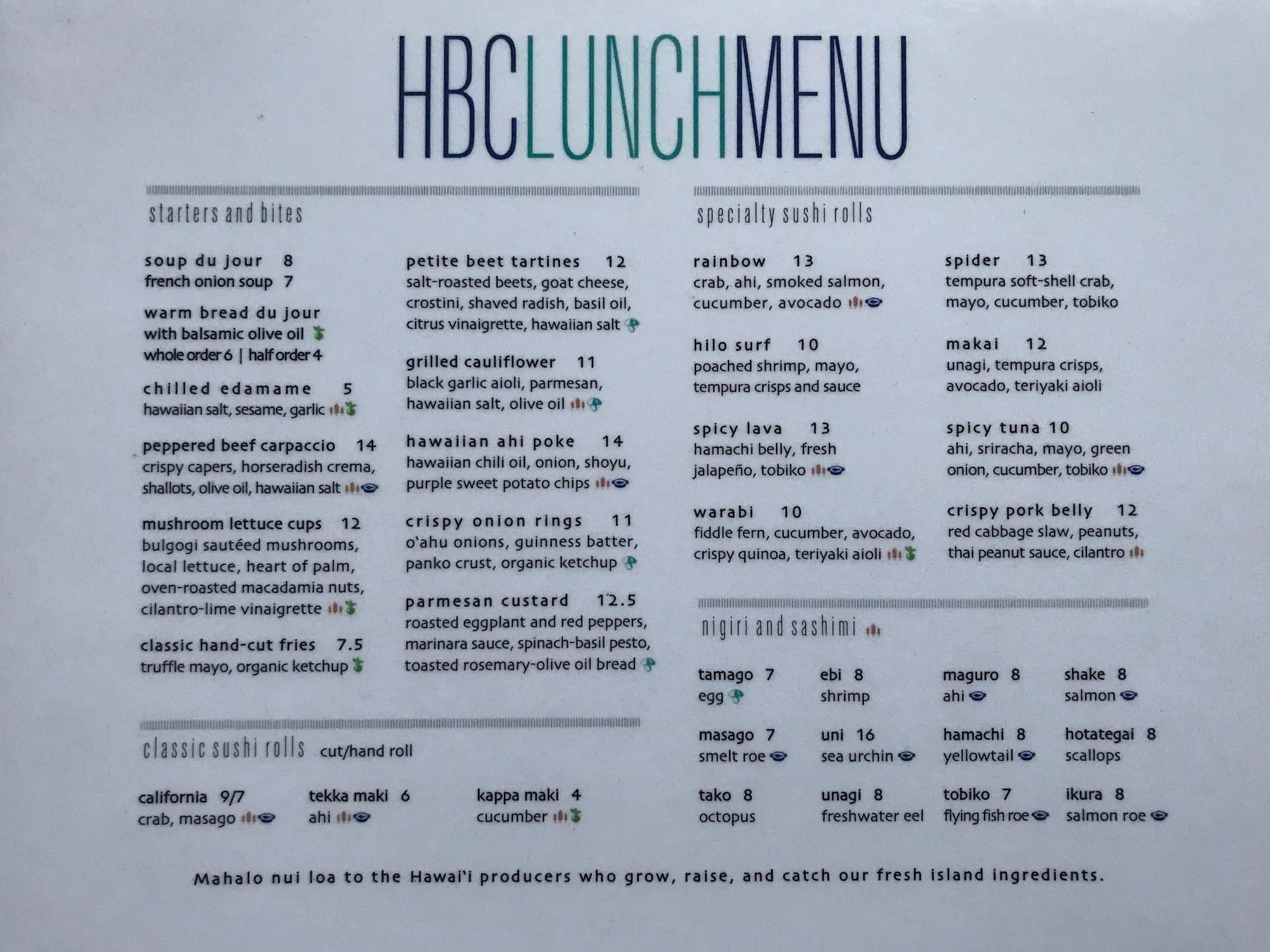 Menu at Hilo Bay Cafe, Hilo, 123 Lihiwai St