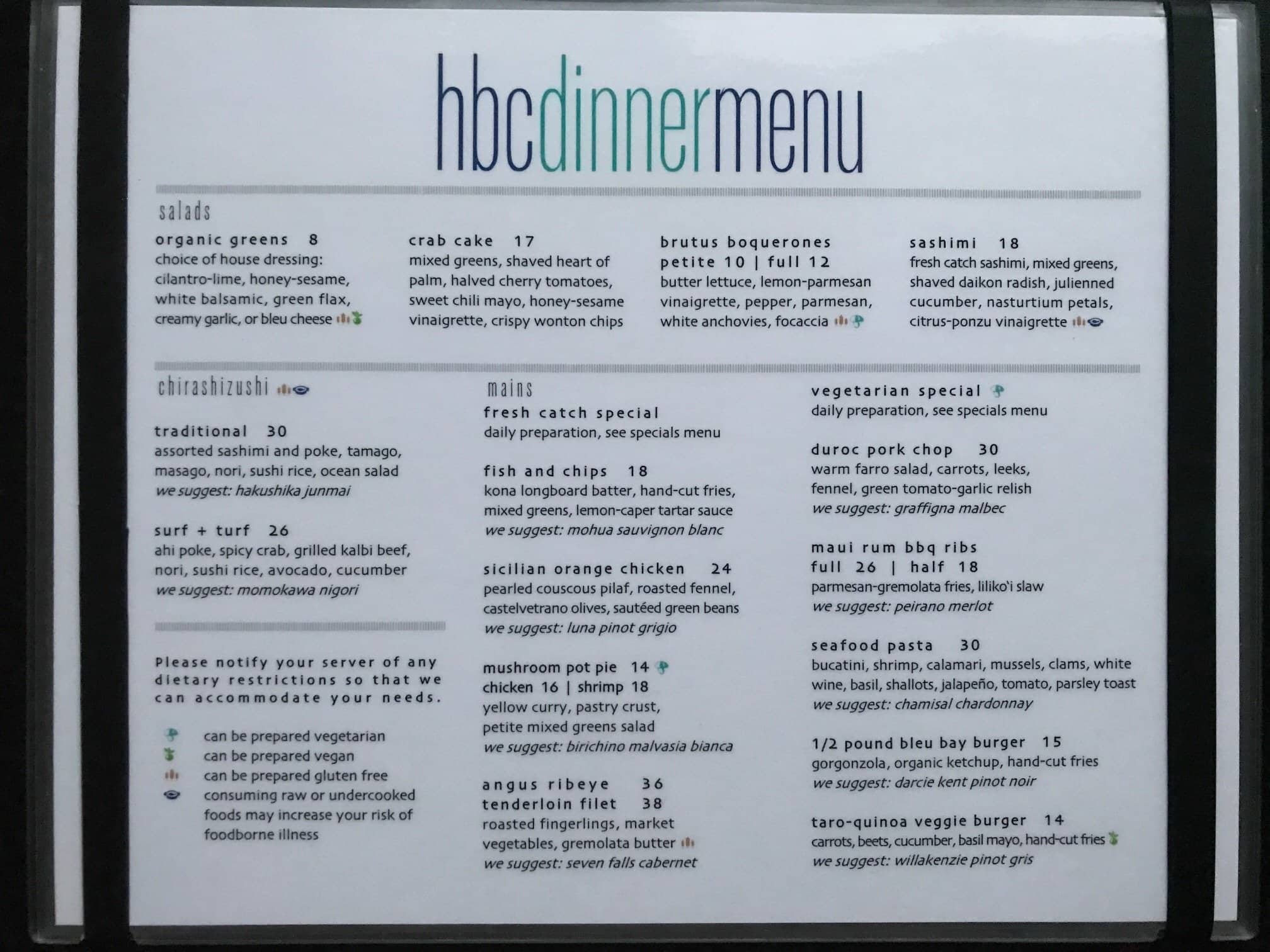 Menu at Hilo Bay Cafe, Hilo, 123 Lihiwai St