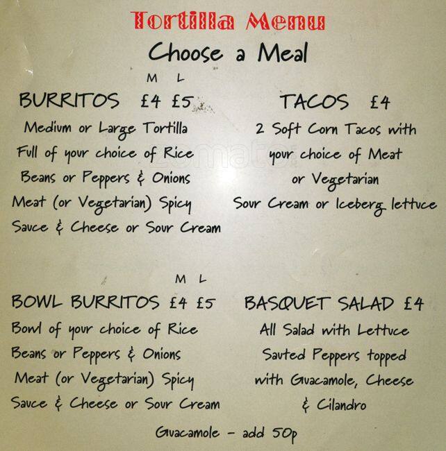 Mexican Burrito Menu, Menu for Mexican Burrito, Kennington, London ...