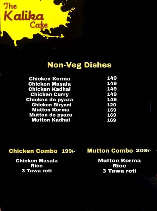 Menu at The Kalika Cafe, Lucknow, F 9, Arif Chamber
