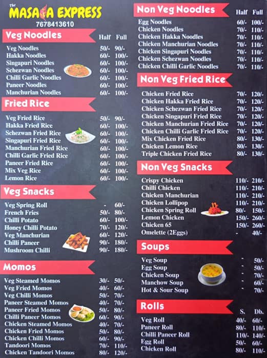 Menu of Masala Express, Alpha 2, Greater Noida