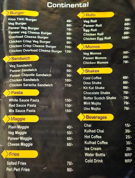 Menu of Orion Cafe, Knowledge Park, Greater Noida