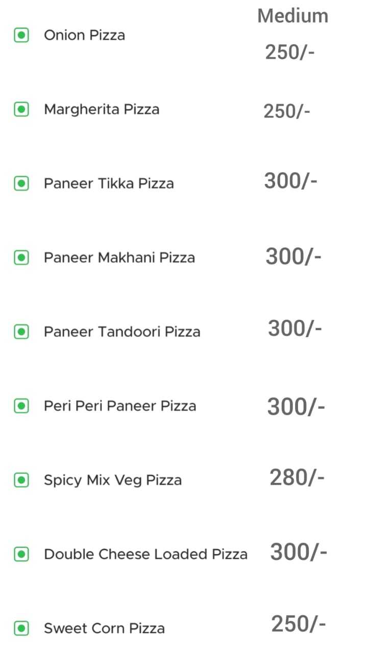 Menu of 90 Degree Pizza World, Shahdara, New Delhi