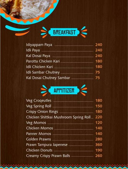 Menu of Raj Quilon, Anna Nagar East, Chennai