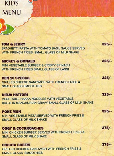 Menu at Sky Fall - Hotel The Raso, Ranchi