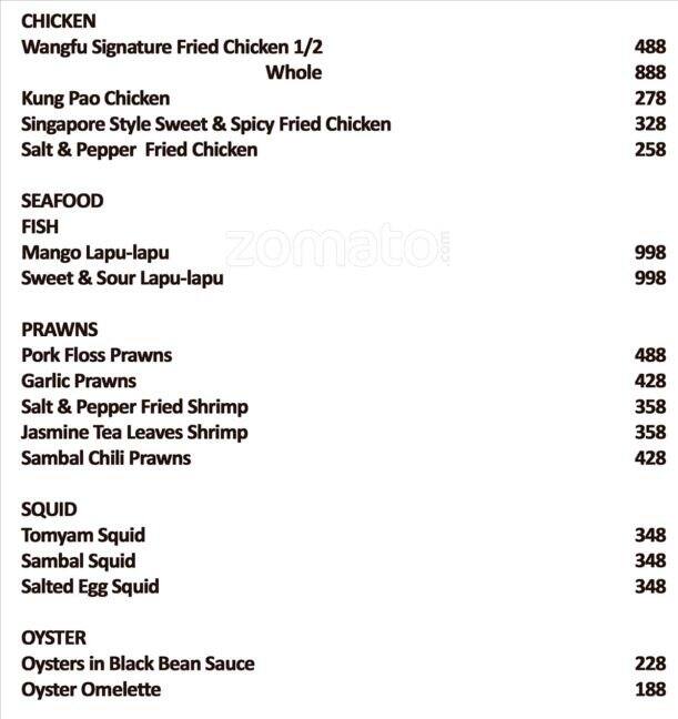Menu at Wang Fu Chinese Bistro restaurant, Quezon City, Unit 201 Don A ...