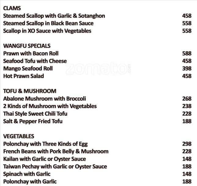 Menu at Wang Fu Chinese Bistro restaurant, Quezon City, Unit 201 Don A ...