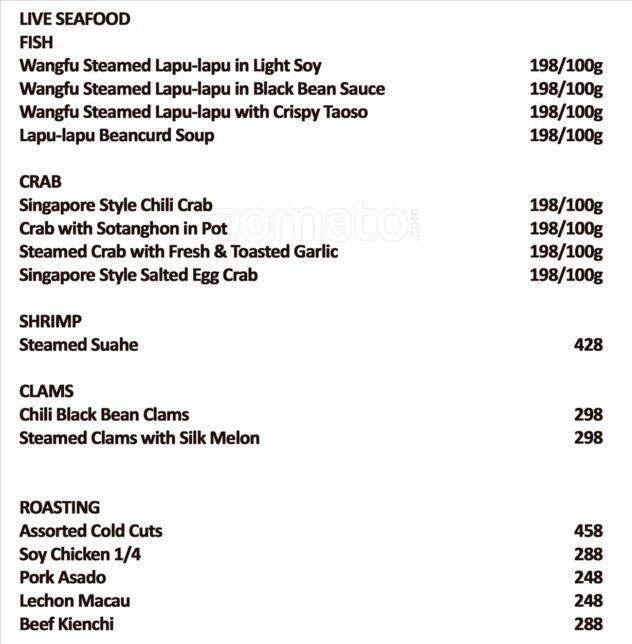 Menu at Wang Fu Chinese Bistro restaurant, Quezon City, Unit 201 Don A ...