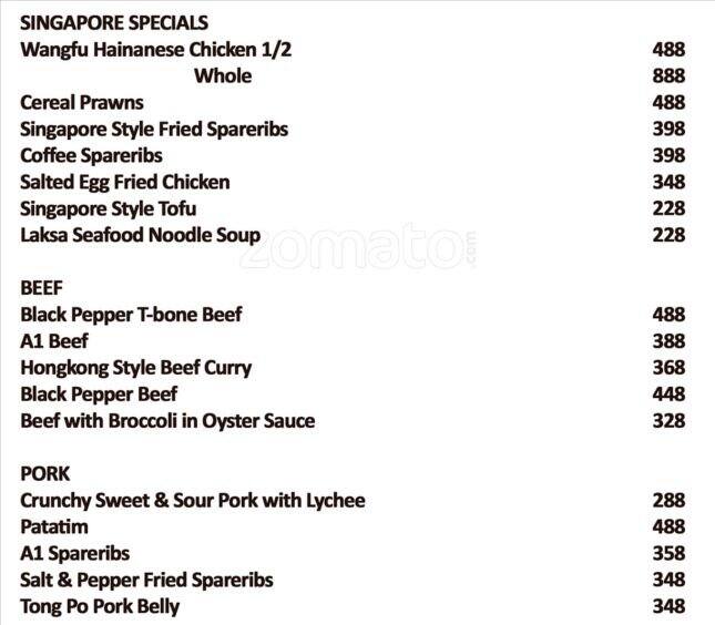 Menu at Wang Fu Chinese Bistro restaurant, Quezon City, Unit 201 Don A ...