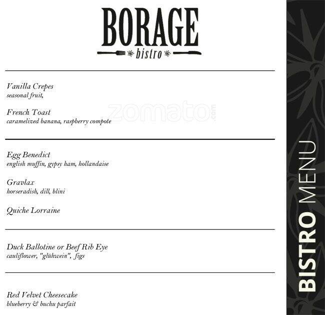 Borage Bistro Menu, Menu for Borage Bistro, De Waterkant, Cape Town ...
