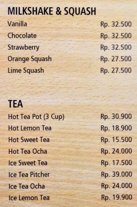 Menu at Beranda 52, Tangerang