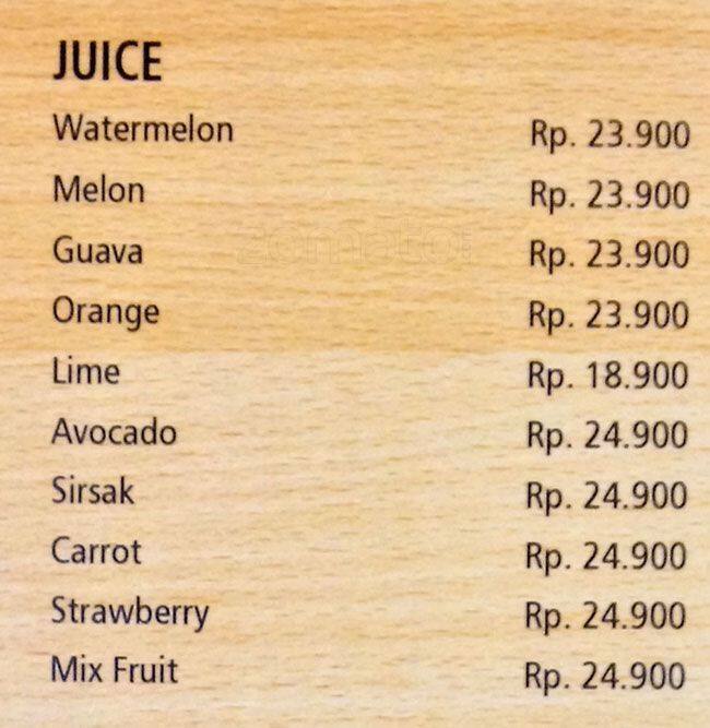Menu at Beranda 52, Tangerang