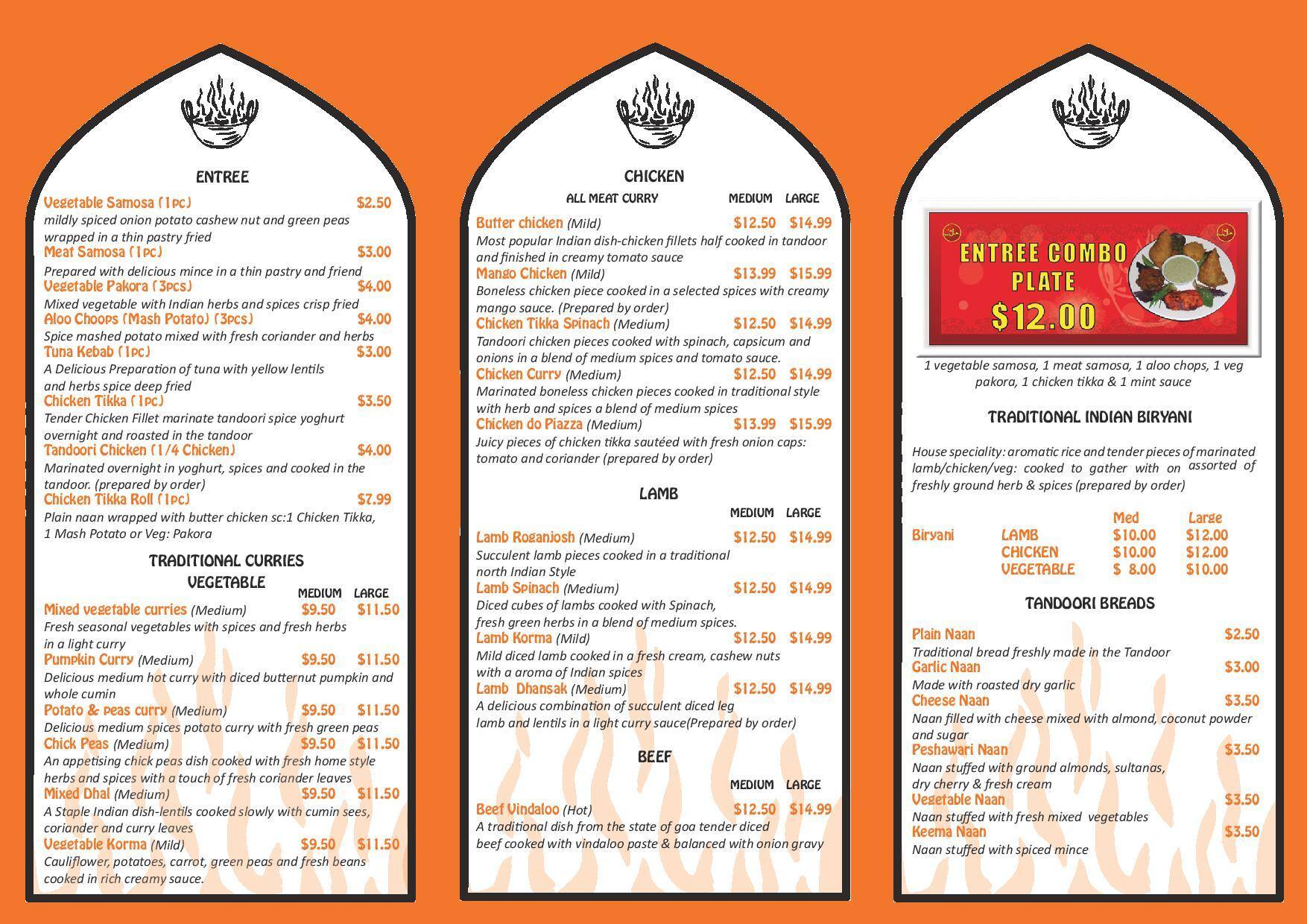 Menu at Curry Palace fast food, Neutral Bay