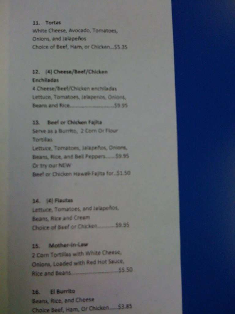 Menu at Taqueria El Lugar restaurant, Tyler, E 5th St