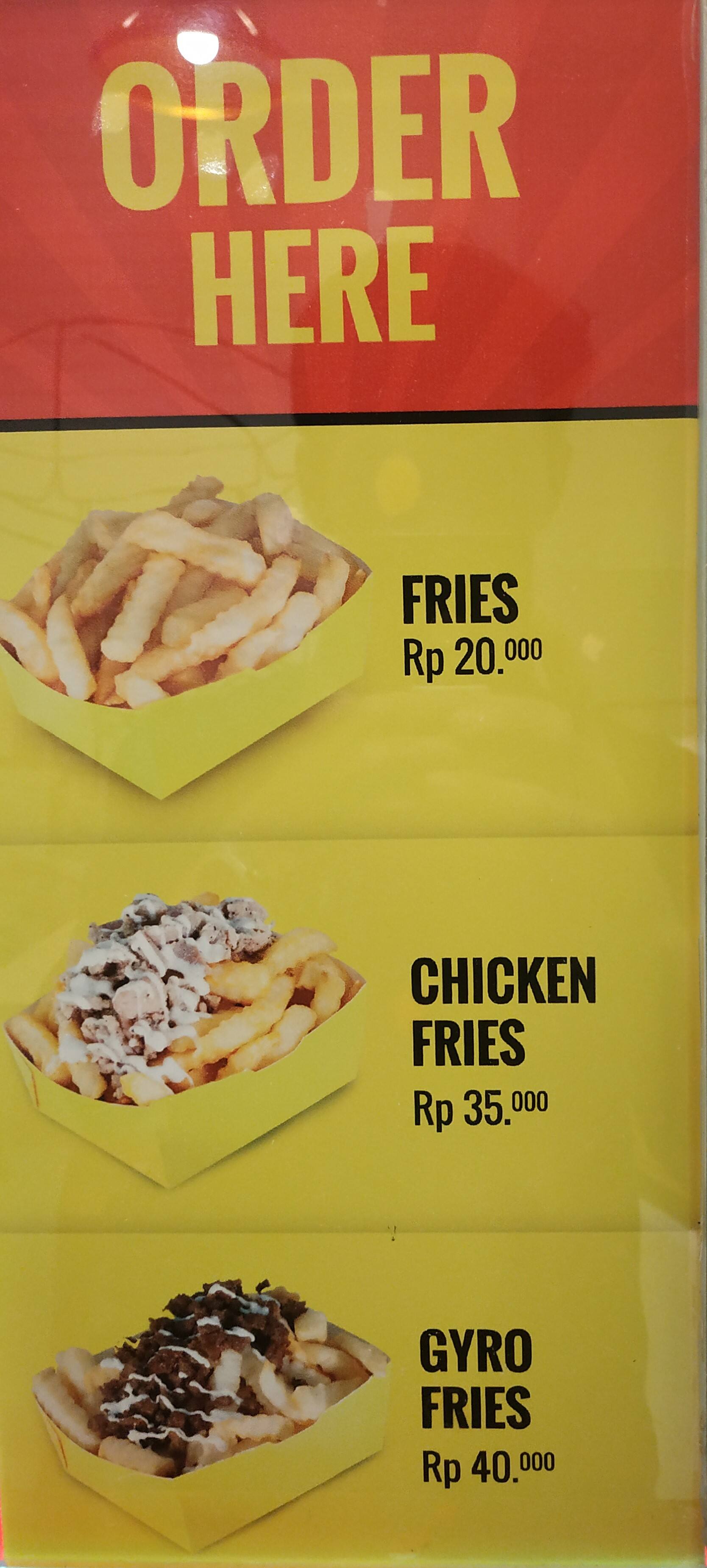 Menu at The Halal Guys Pondok Indah Mall restaurant, South Jakarta