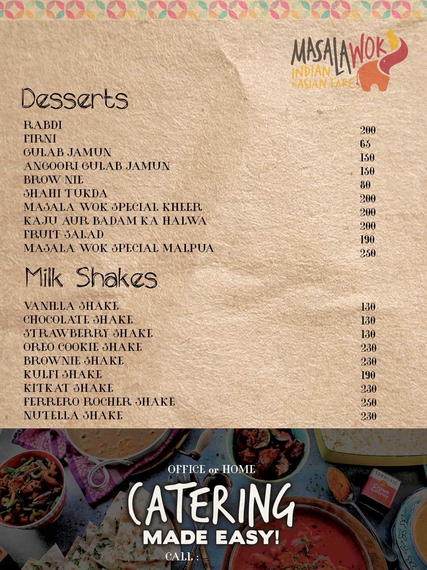 Menu at Masala Wok, Mumbai