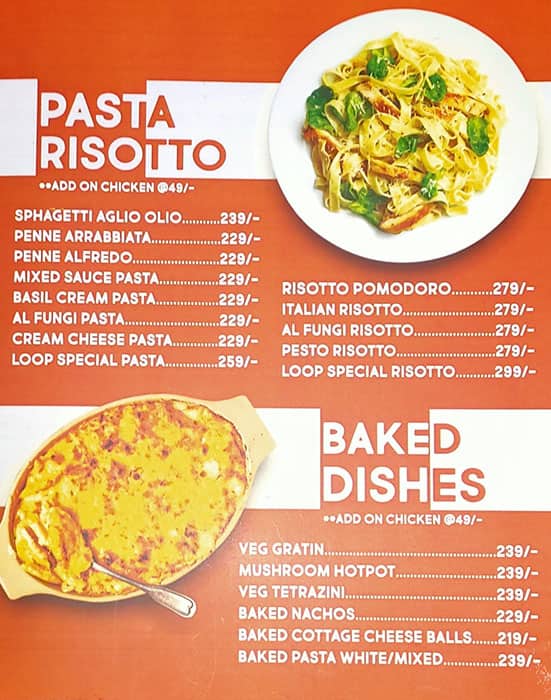 Menu at The Loop Cafe & Restaurant, Kolkata