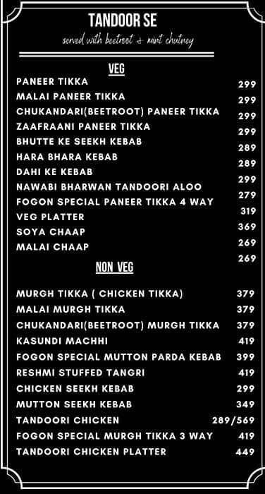 Menu at Namak, Noida