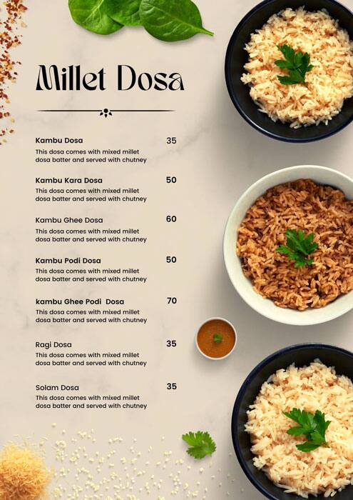 Menu at U2 Millet Hotel, Coimbatore