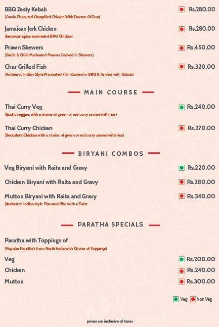 Menu at The Food Lab, Bengaluru, 353