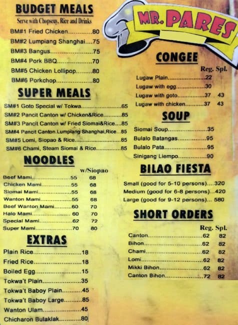 Mr. Pares Menu, Menu for Mr. Pares, Kamuning, Quezon City - Zomato ...