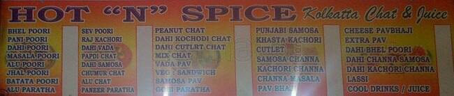 Menu at Hot N Spice, Chennai, 4th Street