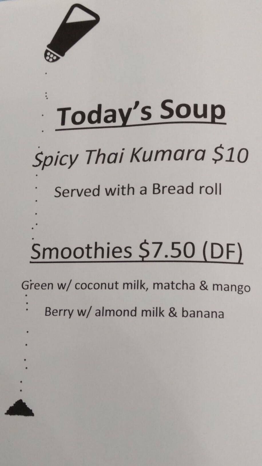 Menu at Salt Café cafe, Auckland, 1 Fanshawe St