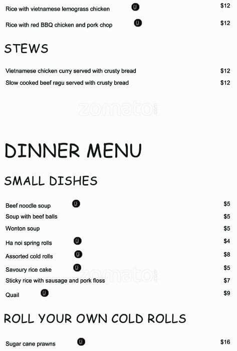 Menu at Little NNQ restaurant, Adelaide, 125 Gouger St