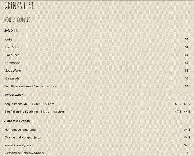 Menu at Little NNQ restaurant, Adelaide, 125 Gouger St