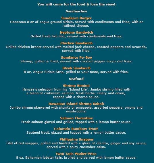 Menu at Sundance Grill II pub & bar, Kemah, 800 Mariners Dr
