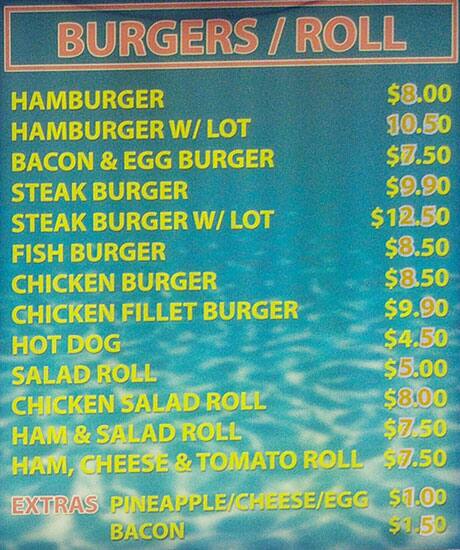 Menu at Hamilton Seafood fast food, Ascot, 62 Nudgee Rd.