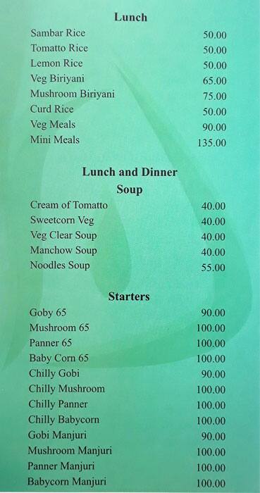 Menu at Lakshmi Illam Restaurant, Ooty