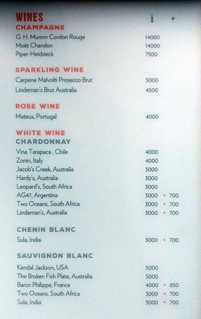 Menu at Colony, Chennai, 120 St Marys Road