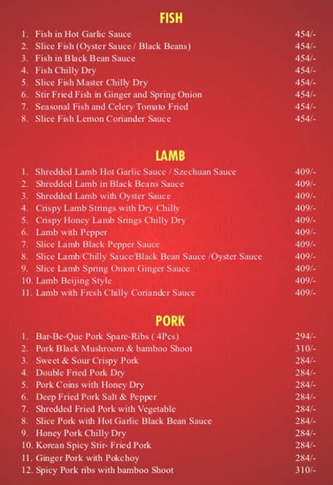 Menu at Kalsang Restaurant, Chandigarh