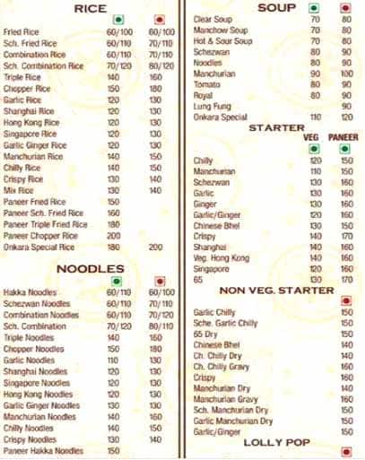 Menu of Haka Waka, Kharghar, Navi Mumbai