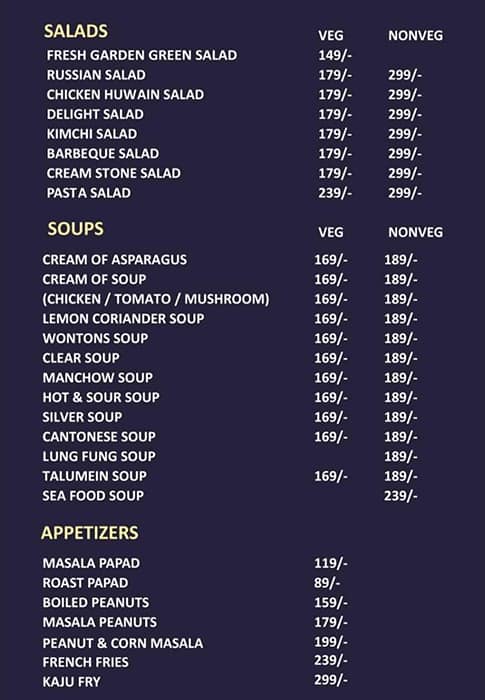 Menu of Hotel Vaishnavi Grand, Kukatpally, Hyderabad