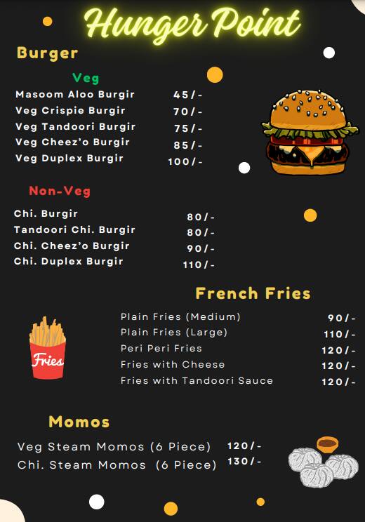 Menu of Hunger Point, Vasai, Mumbai